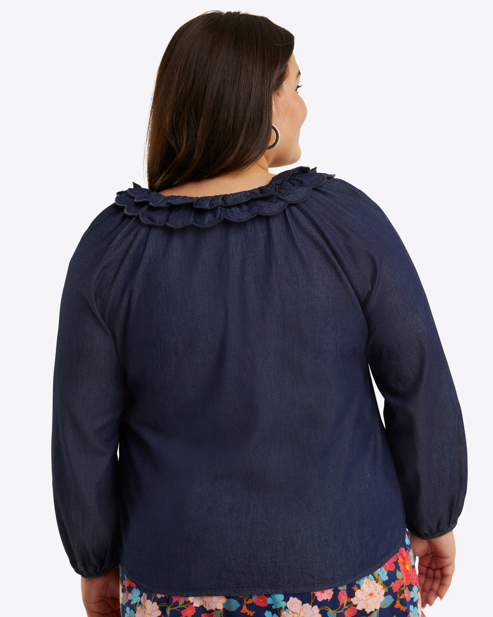 Reyna Long-Sleeve Top in Chambray – Draper James