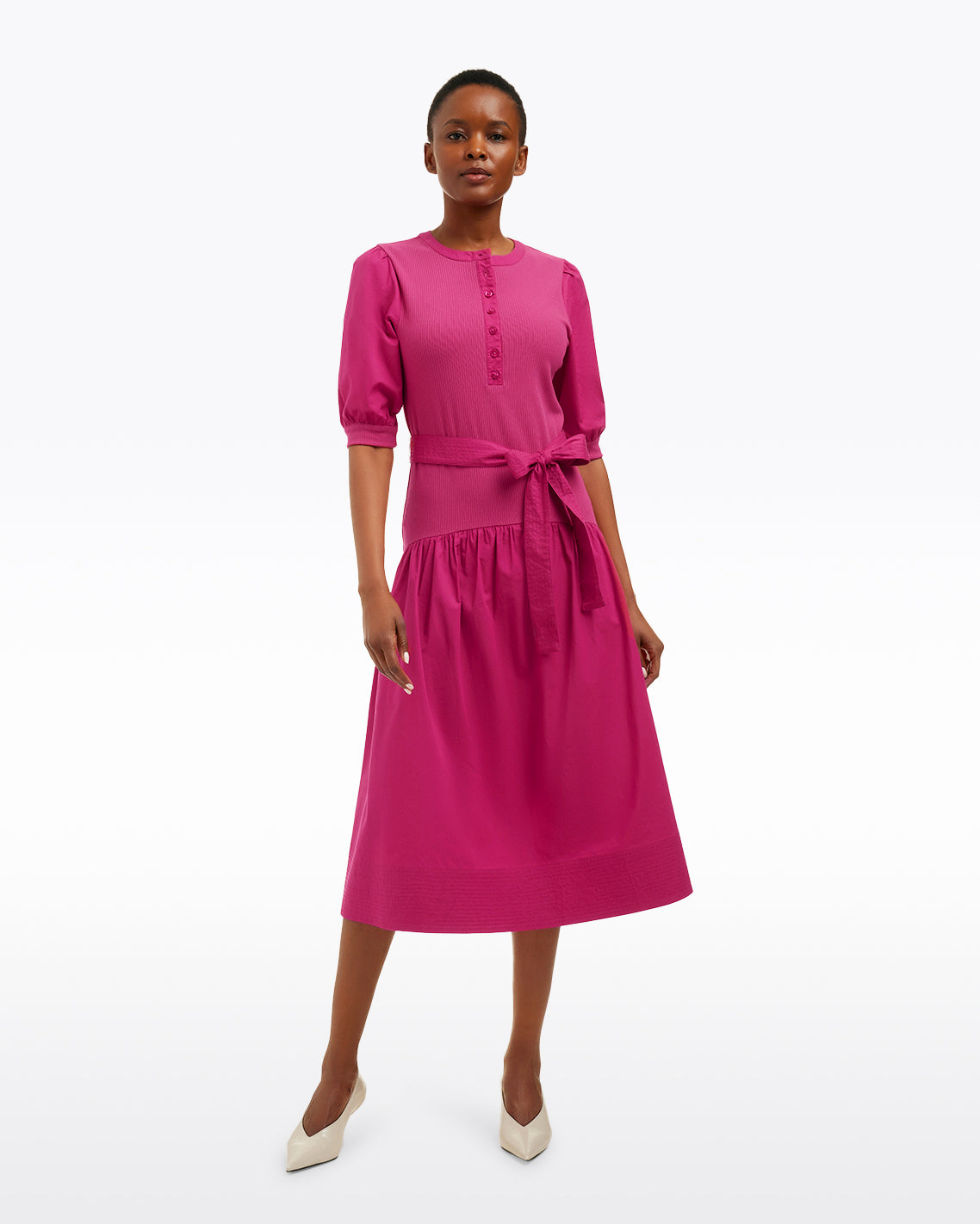 Celeste Mixed Media Dress in Raspberry Pink – Draper James