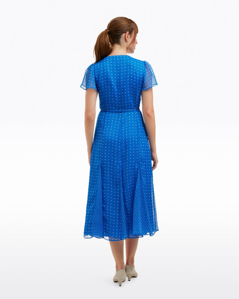 Daphne Wrap Dress in Royal Blue Polka Dot – Draper James
