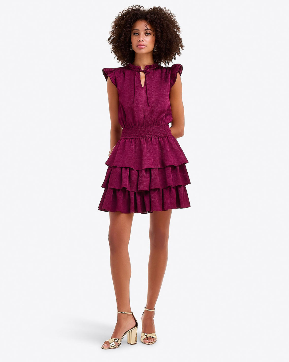 Alana Tiered Dress in Hammered Satin – Draper James