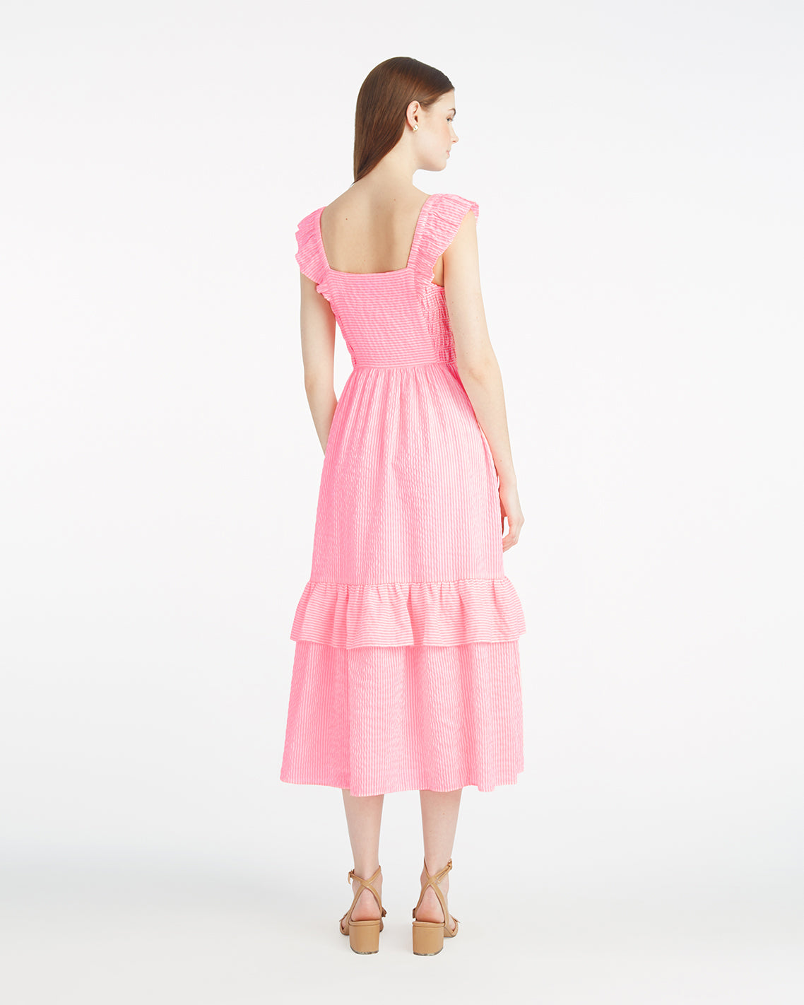 Carrie Midi Dress in Pink Seersucker – Draper James