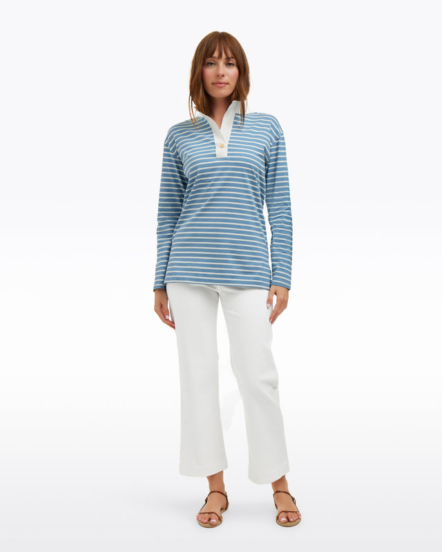 Gillian Long Sleeve Top in Blue Mariner Stripe – Draper James