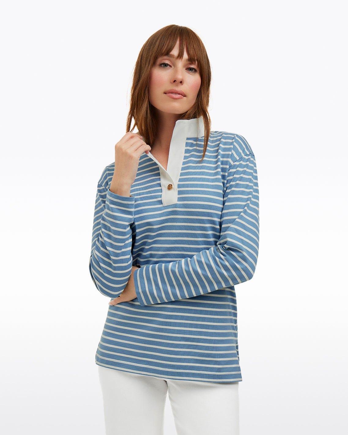 Gillian Long Sleeve Top in Blue Mariner Stripe – Draper James