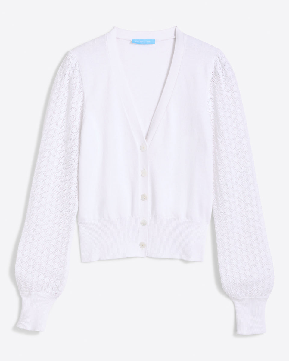 Button Front Cardigan in White – Draper James